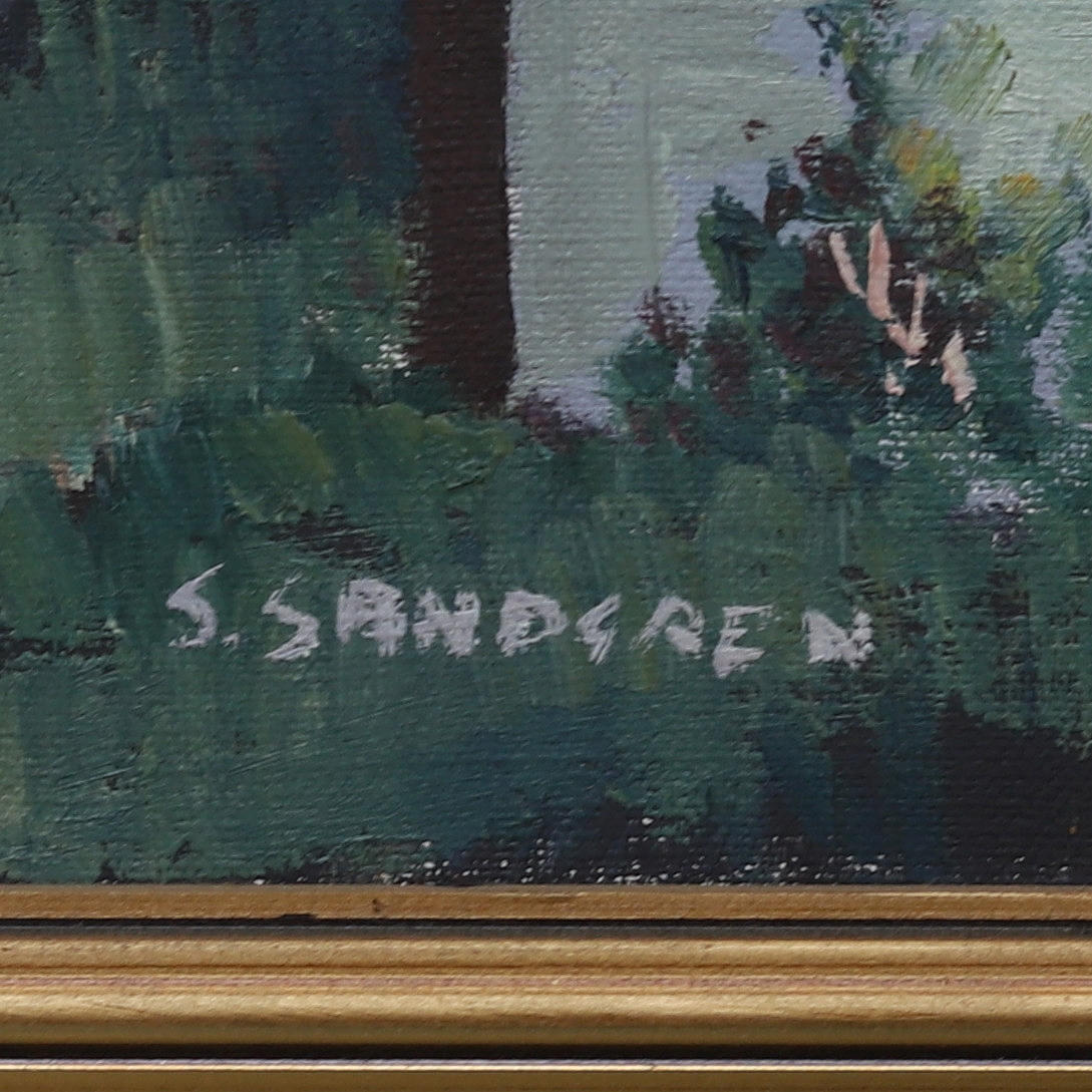 STEN STURE SANDGREN. Gårdsmotiv, olja på duk, signerad S Sandgren ...