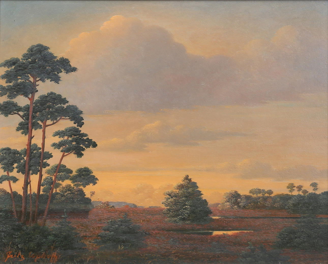FRITZ UPHOFF. "Abend". Olja på pannå, signerad. Konst - Måleri - Auctionet