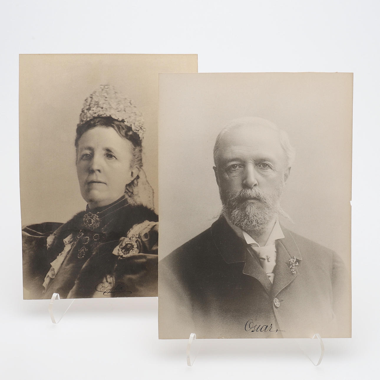 ROYAL AUTOGRAPHS. TWO PHOTOGRAPHS WHICH ARE PORTRAITS OF OSCAR II AND ...