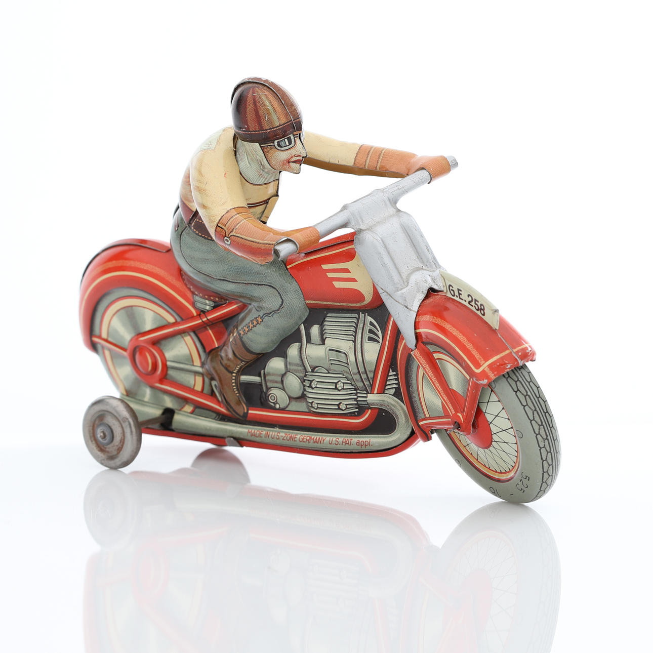 TECHNOFIX, mekanisk leksak, motorcykel GE 255. US Zone, Germany, 1950 ...