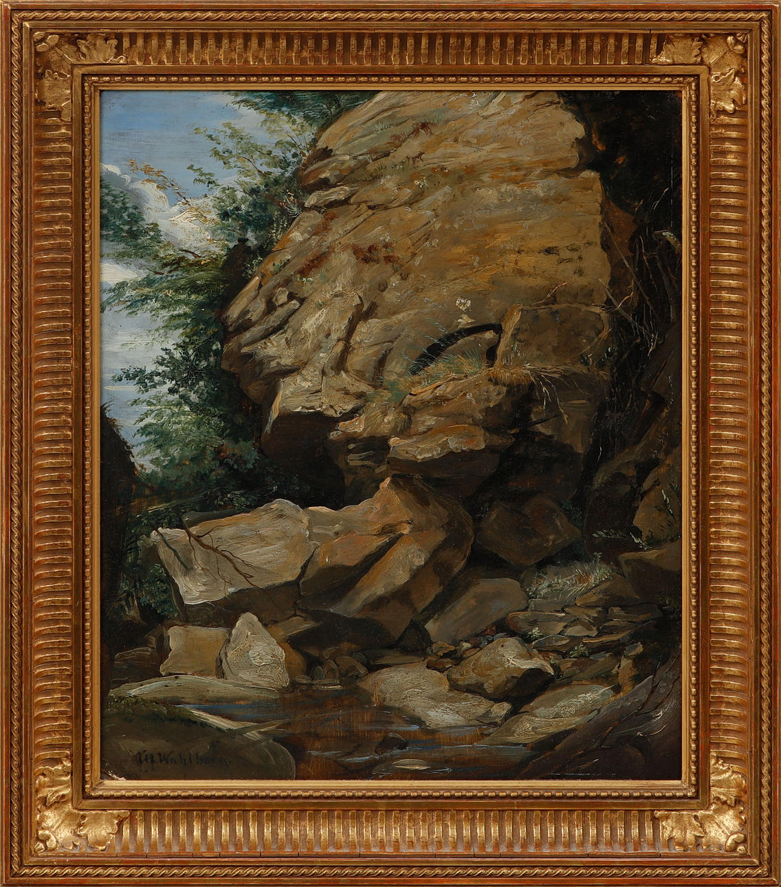 ALFRED WAHLBERG. Rock formation, oil on Board, signed. Art - Paintings ...