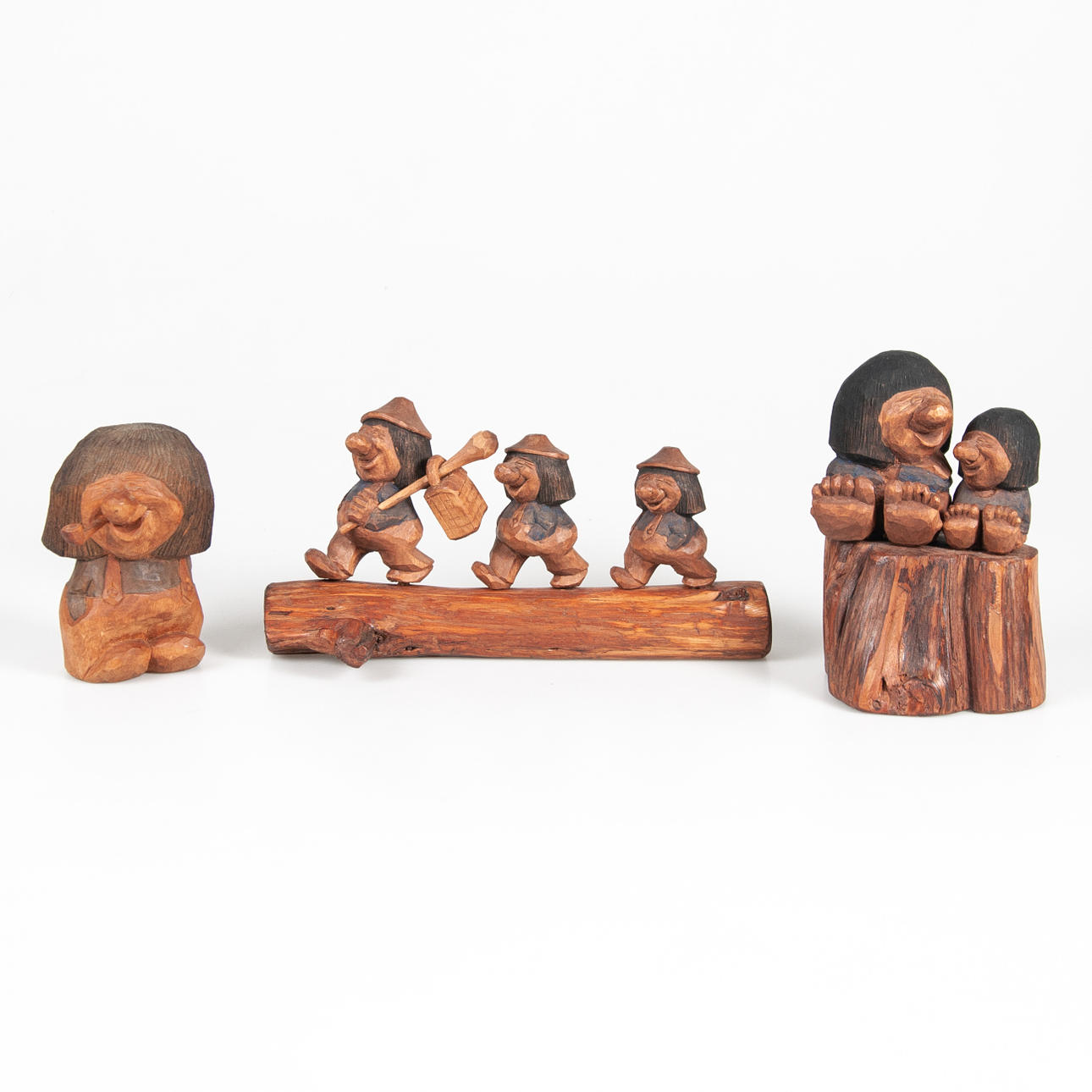 BENGT BRASK. WOOD CARVED TROLLS. 3 parts. Art - Sculptures & Bronzes ...