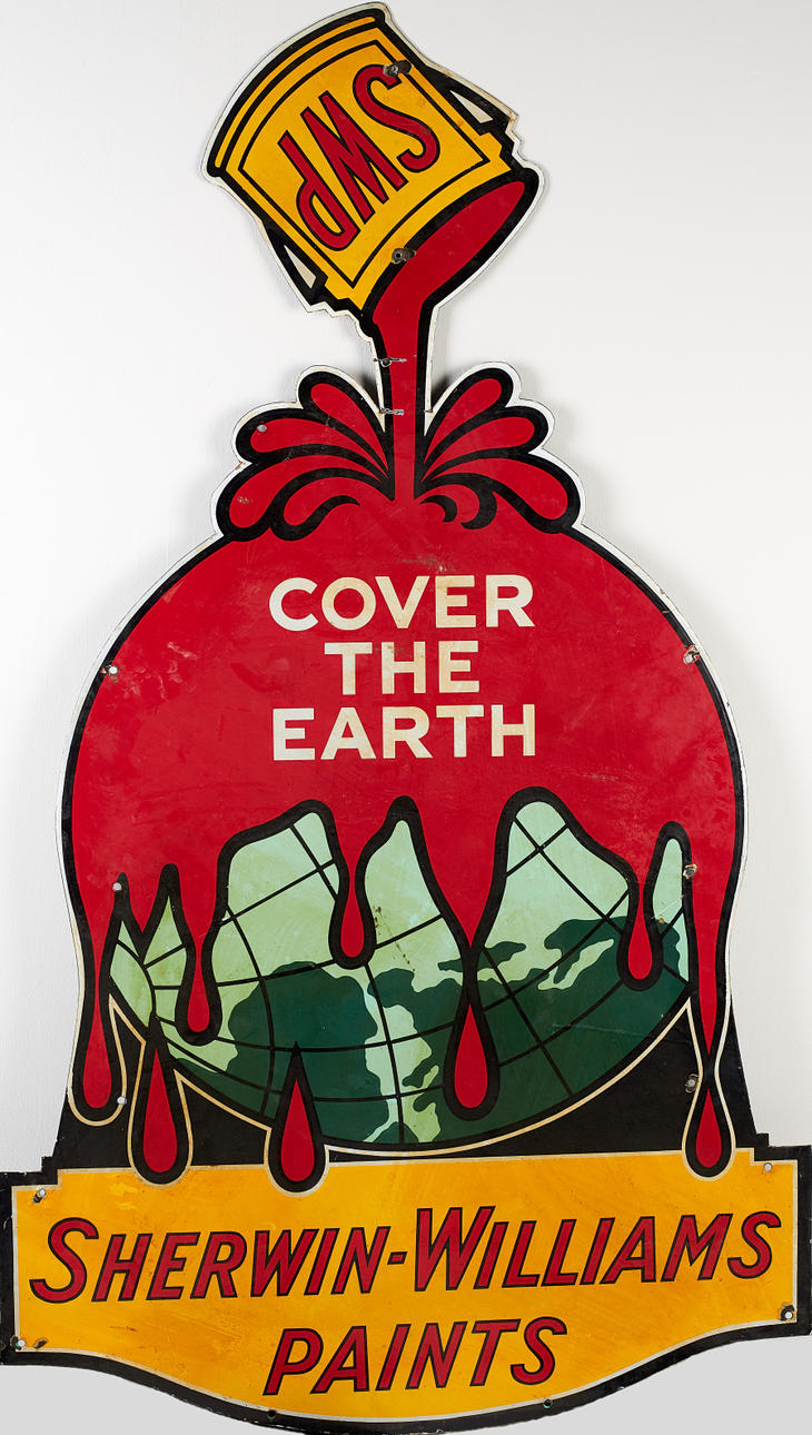 ENAMEL SIGN, 1940s-50s, "COVER THE EARTH" - SHERWIN-WILLIAMS PAINTS ...