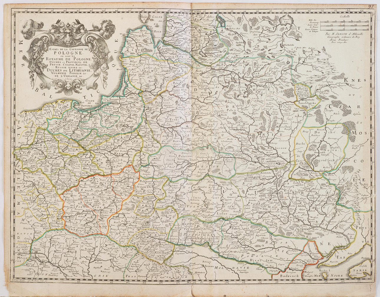 MAP OF POLAND BY SANSON - MARIETTE, engraved map, ca 1655, Estats de la ...