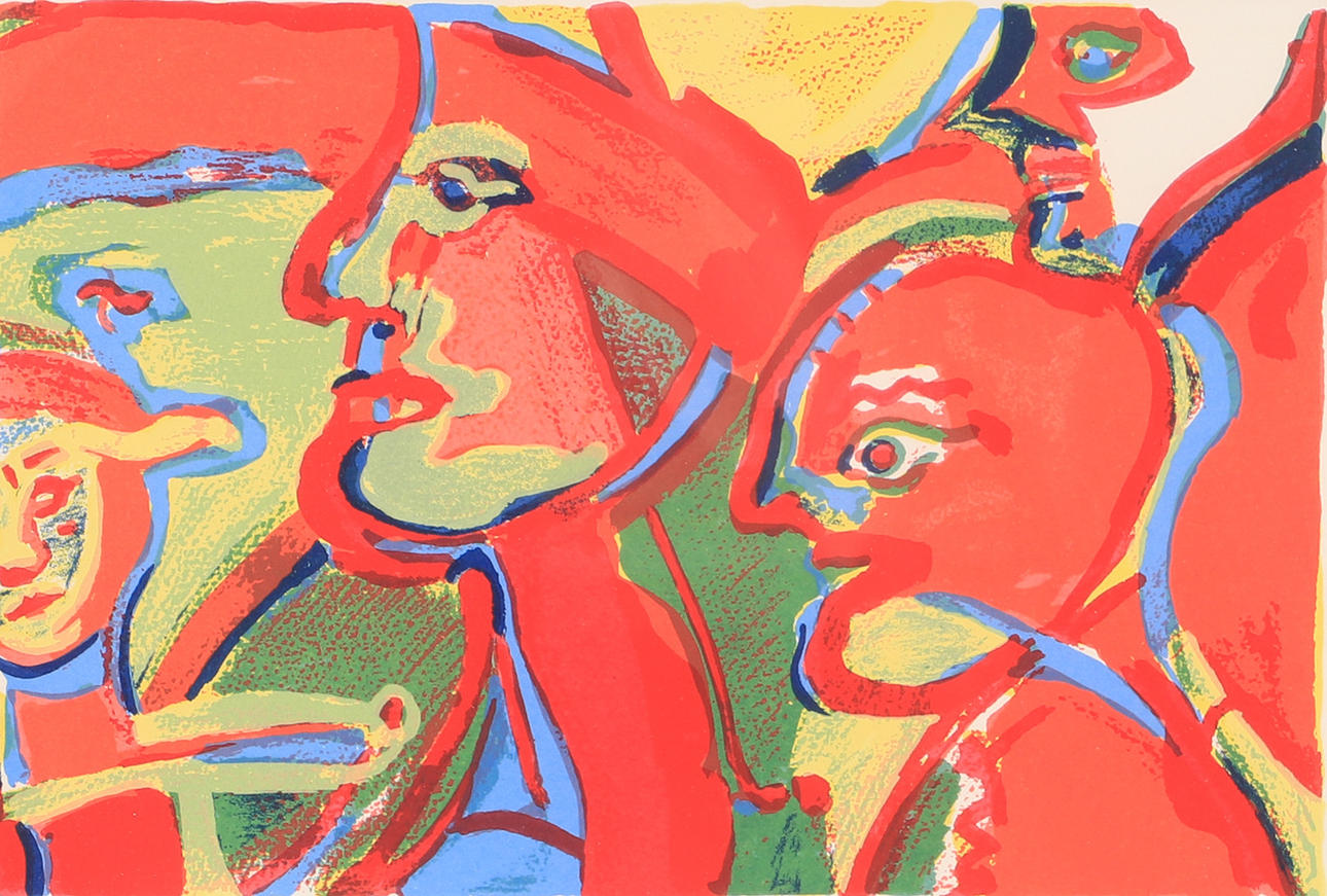 HERBERT GENTRY. Figure composition, color lithograph, signed. Art ...