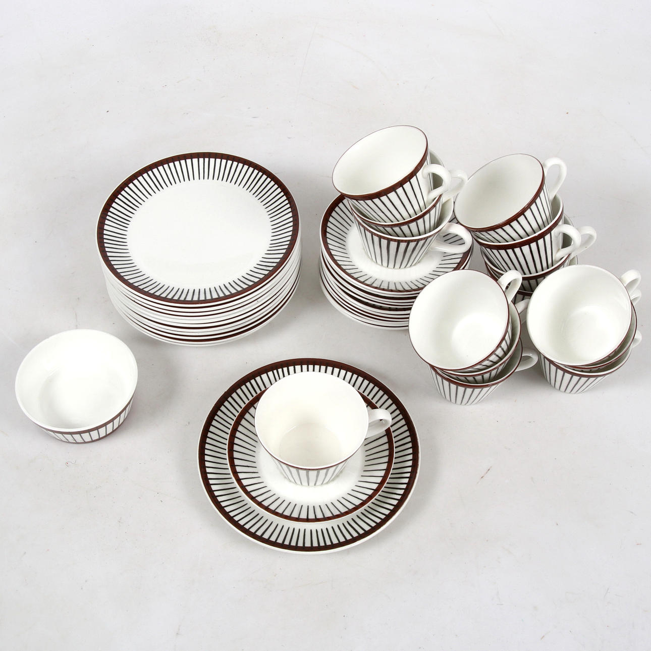 KAFFESERVIS, 39 delar, porslin, Spisa Ribb, Stig Lindberg, Gustavsberg ...