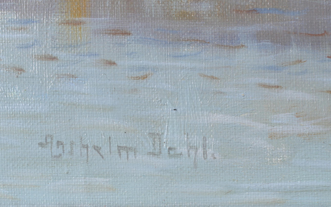 ANSHELM DAHL (1897-1964). Olja på duk, stuga vid insjö i höstlandskap ...