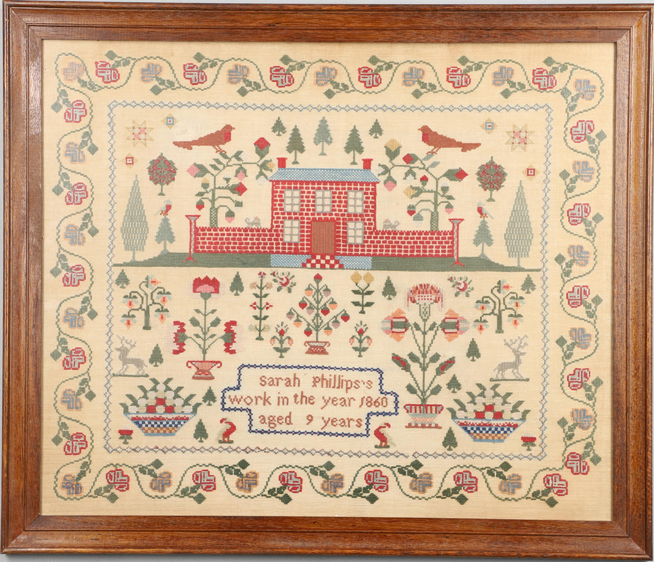 LARGE VICTORIAN SAMPLER - SARAH PHILLIPS, 1860. Carpets & Textiles ...