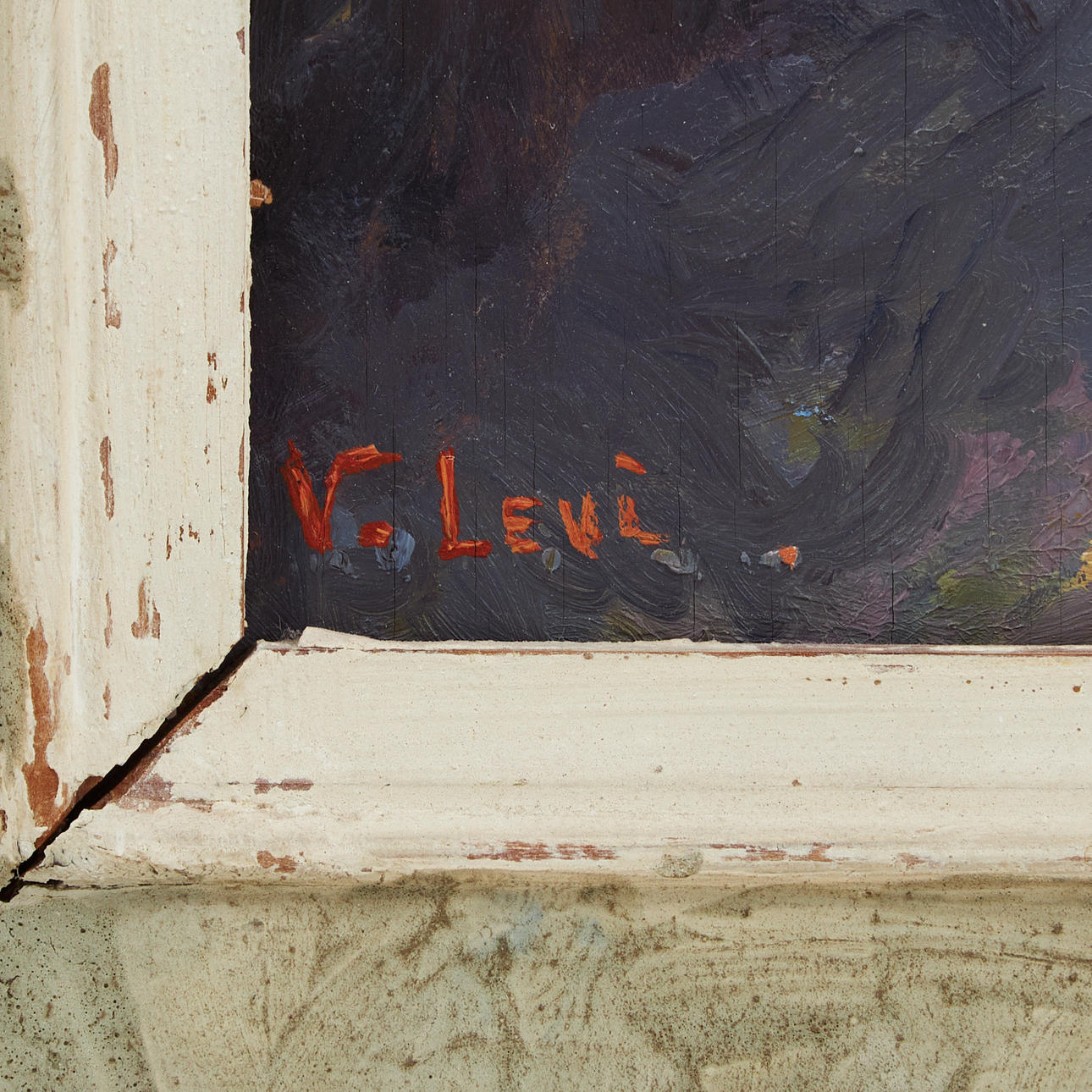 VASILI LEVI (1878-1954).Vårlandskap med kyrka, oljemålning npå pannå, signerad V. Levi. Konst ...