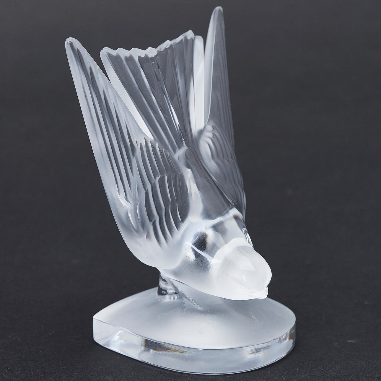 LALIQUE. Sculpture, / figure, swallow, frosted crystal glass, France ...