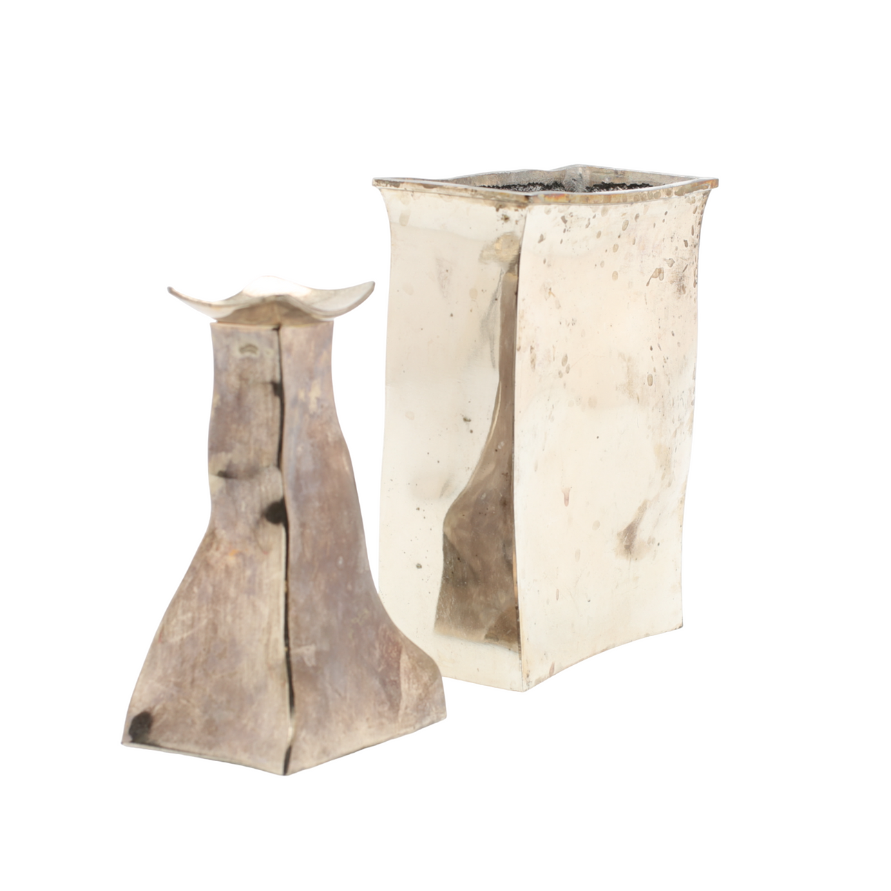 ROLF KARLSSON. Candlestick and vase, silver-plated metal, "Reflex", GAB ...