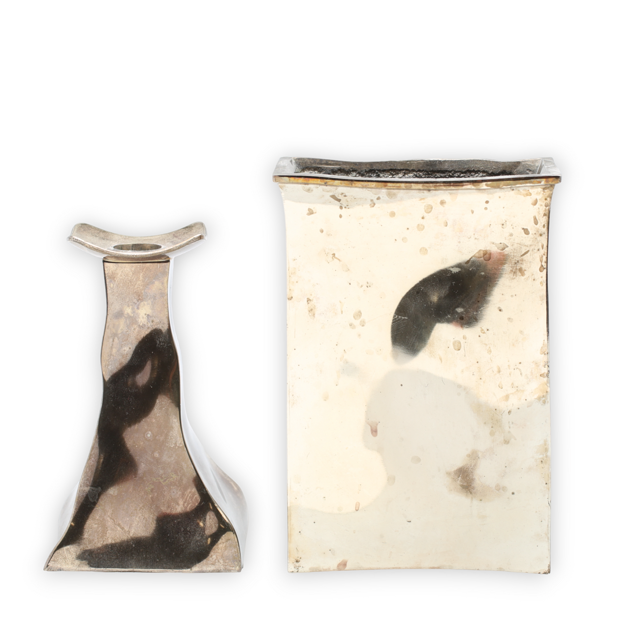 ROLF KARLSSON. Candlestick and vase, silver-plated metal, "Reflex", GAB ...