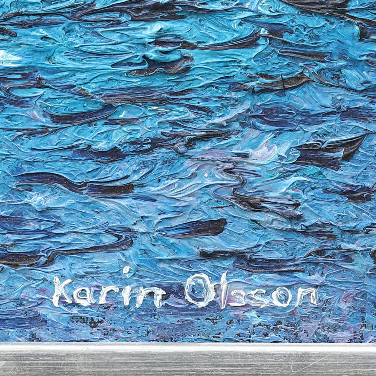 KARIN OLSSON. Landskap i blått, olja på duk, signerad. Konst - Måleri - Auctionet