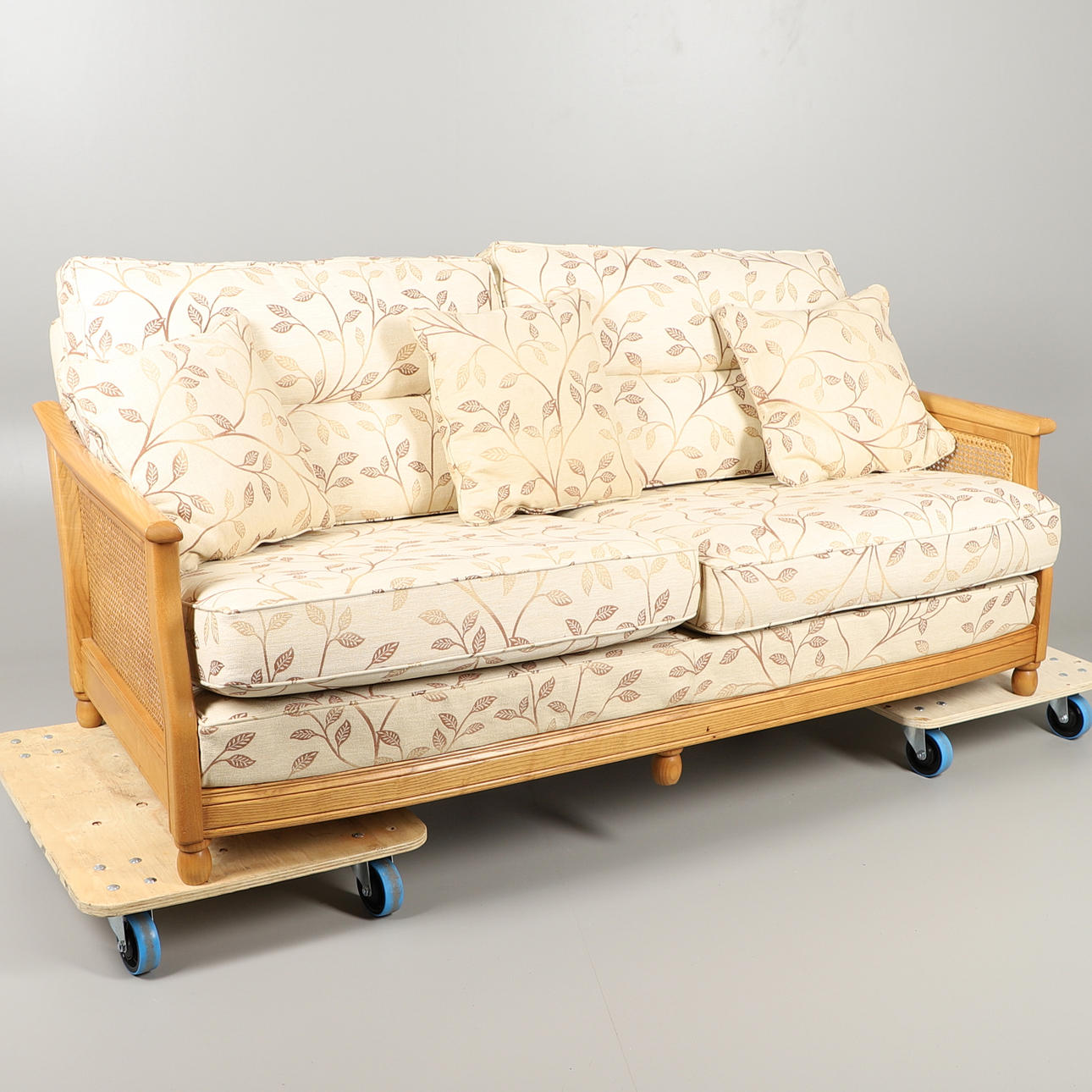 A MODERN ERCOL BEECH THREE SEATER SOFA. Furniture - Sofas & seatings ...