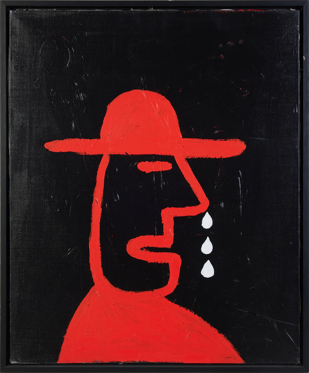 ROGER RISBERG (1956-2011). "Snorig gubbe i hatt", signerad och daterad ...