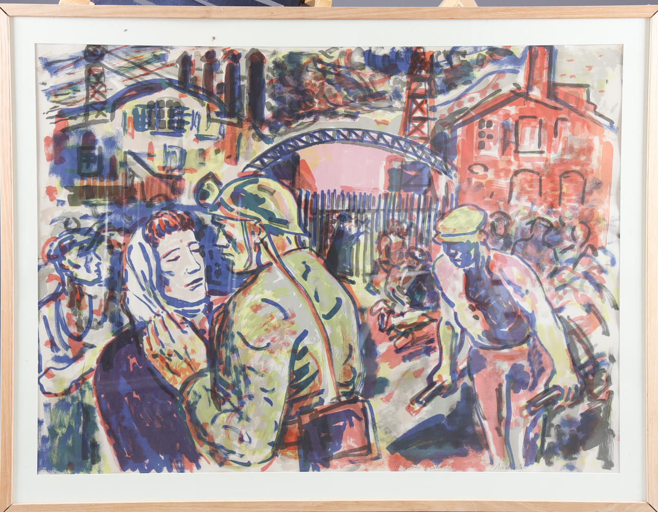 ALBIN AMELIN. Arbetare, färglitografi. Konst - Grafik - Auctionet