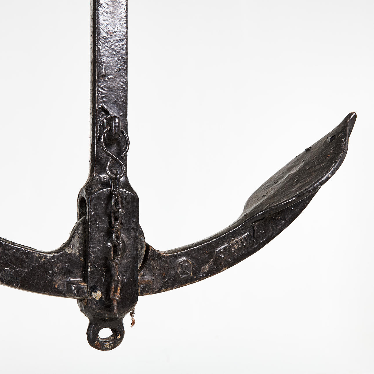 ANCHOR, cast iron, with shackle, clamp and chain, 2 collapsible claws ...