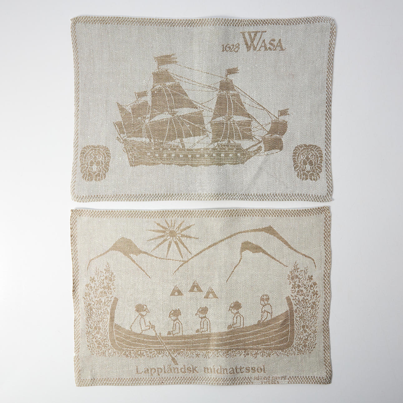 ASTRID SAMPE. bordstabletter, 8 st, linne, motiv av bl a Stockholms ...