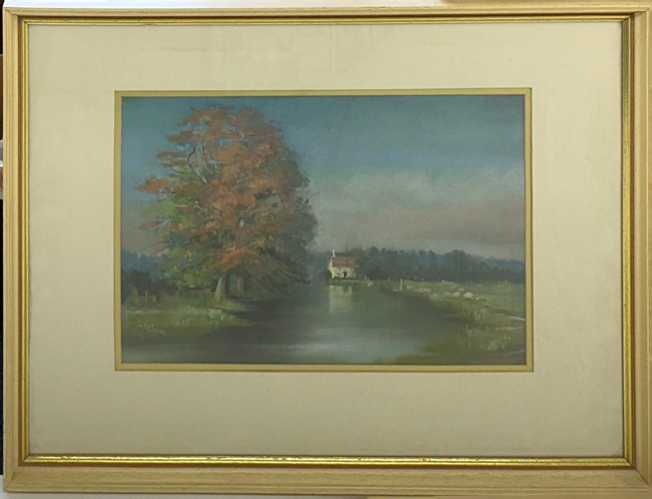 JUDY HANN. THE MILITARY CANAL, KENT PASTEL. Art - Paintings - Auctionet