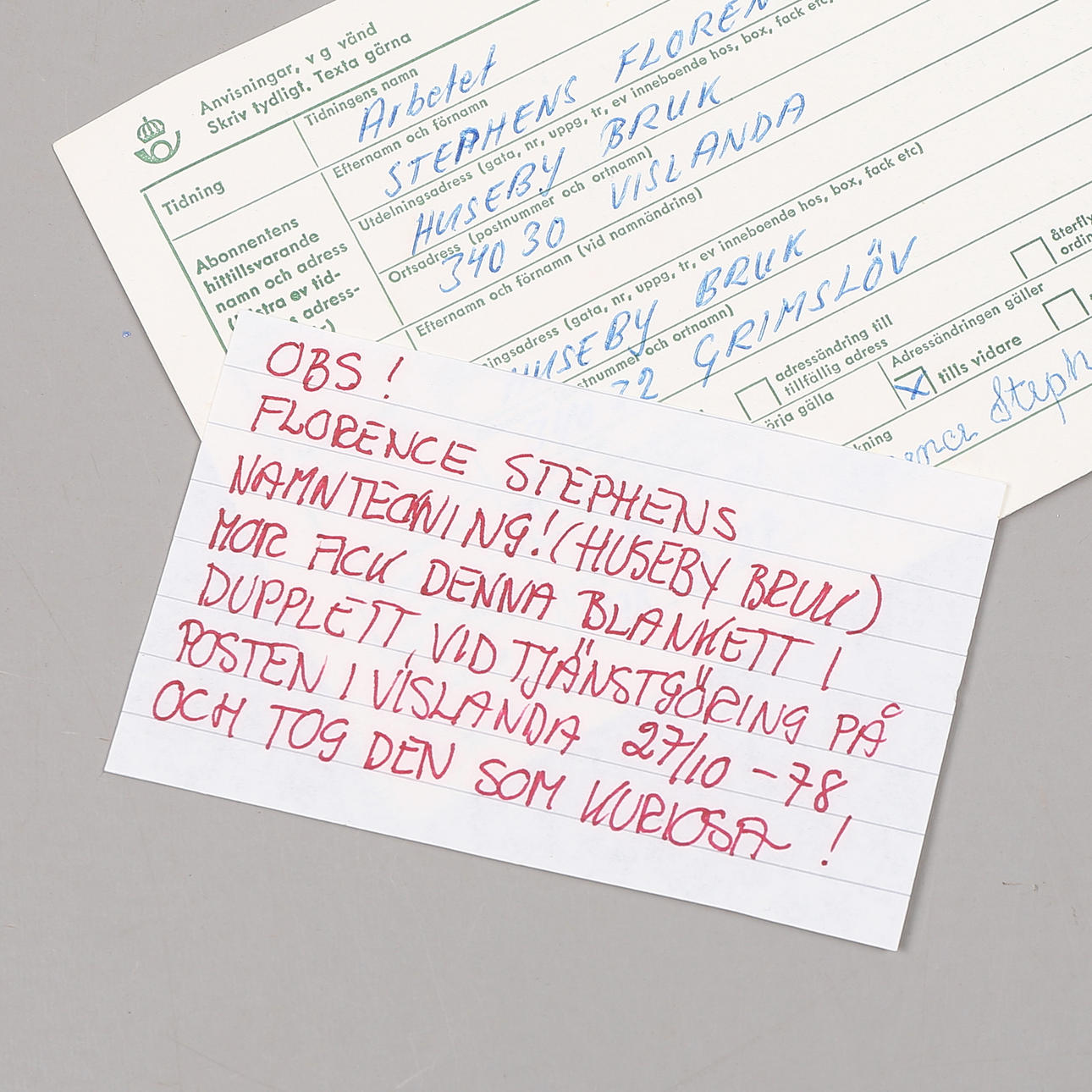 AUTOGRAF, Florence Stephens, Huseby Bruk, 1978. Böcker, Kartor ...