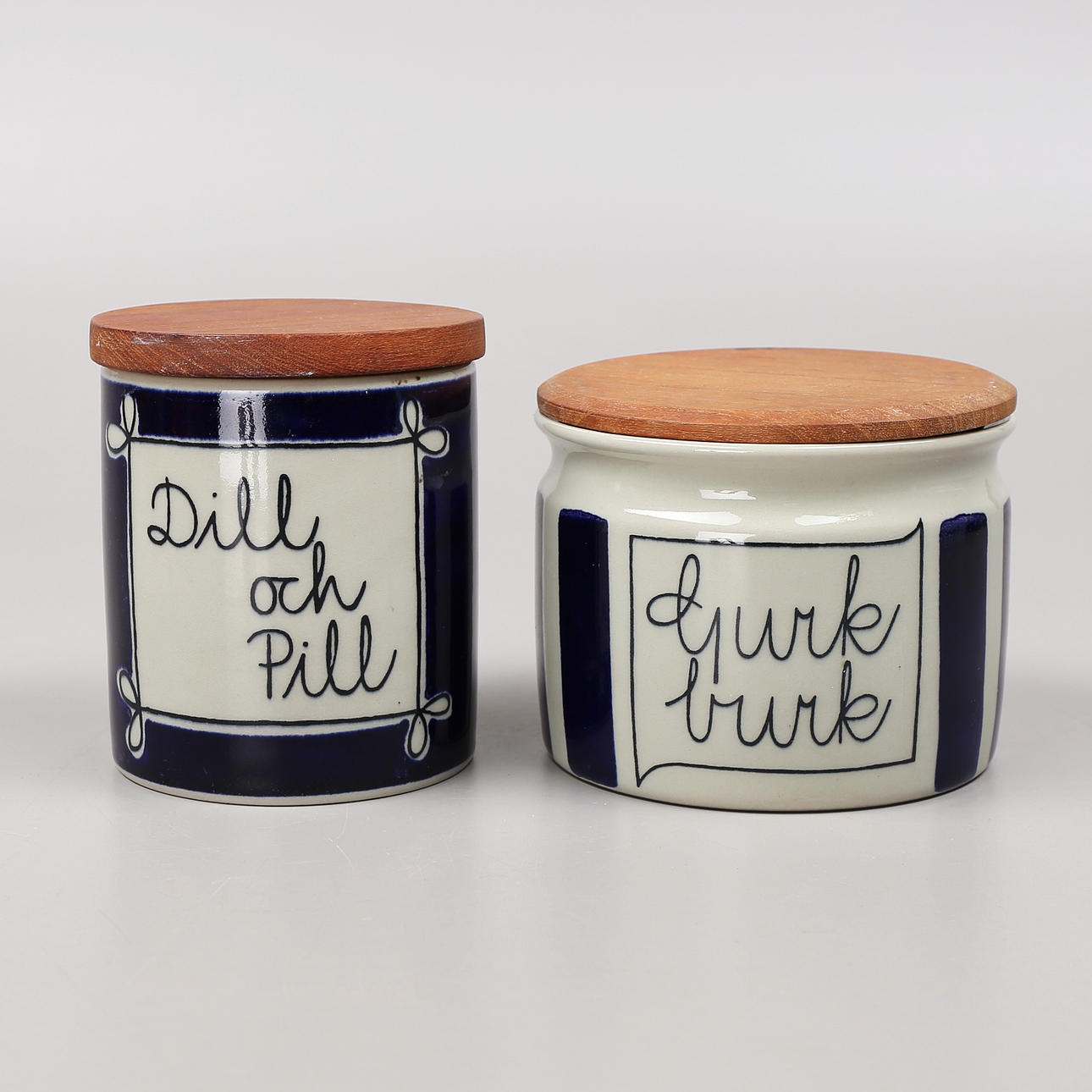 MARIANNE WESTMAN. Burkar med lock, 2 st, "Gurkburk", "Dill och Pill ...