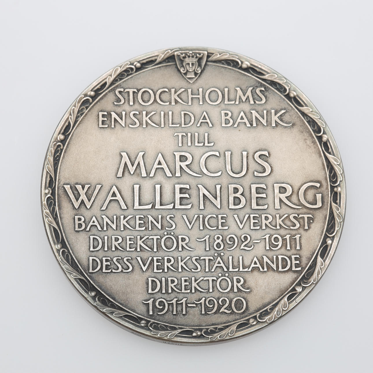 FÖRTJÄNSTMEDALJ, silver, Marcus Wallenberg, Stockholms Enskilda Bank ...