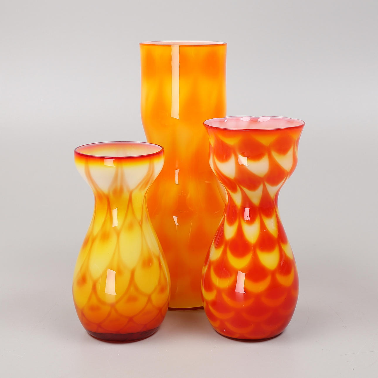 VASER, 3 st, Elme Glasbruk, 1960/70-tal. Glas - Konstglas - Auctionet