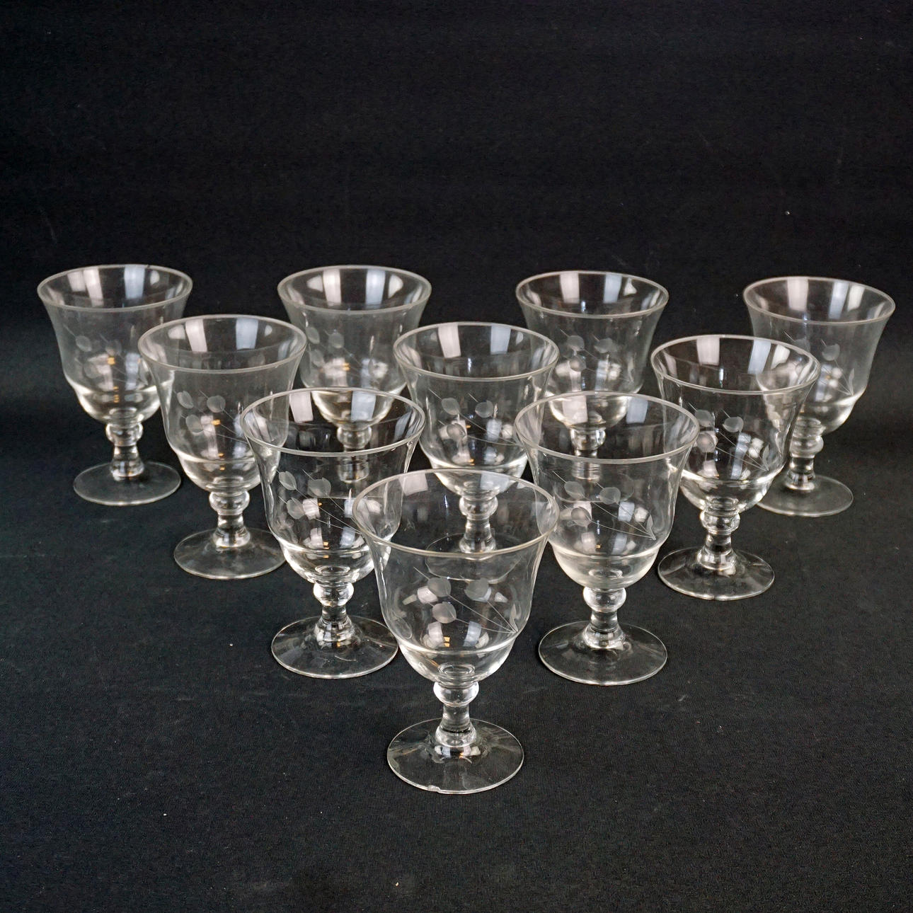 VINGLAS med gravyr, 10 st. Glas - Bruksglas - Auctionet