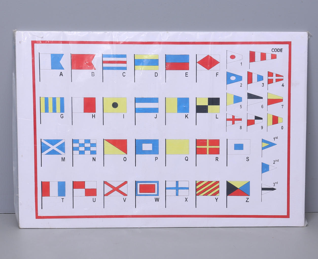 TAVLA med SIGNALFLAGGOR. Samlarföremål - Teknika & Nautika - Auctionet