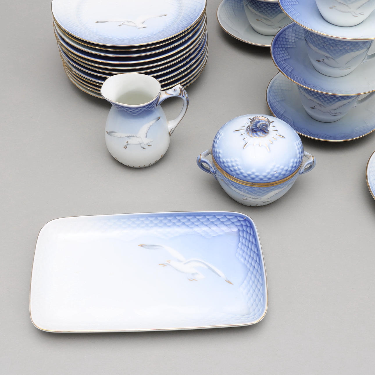 KAFFESERVIS, 27 delar, "Blå Måsen", Bing & Gröndal, Danmark. Keramik ...
