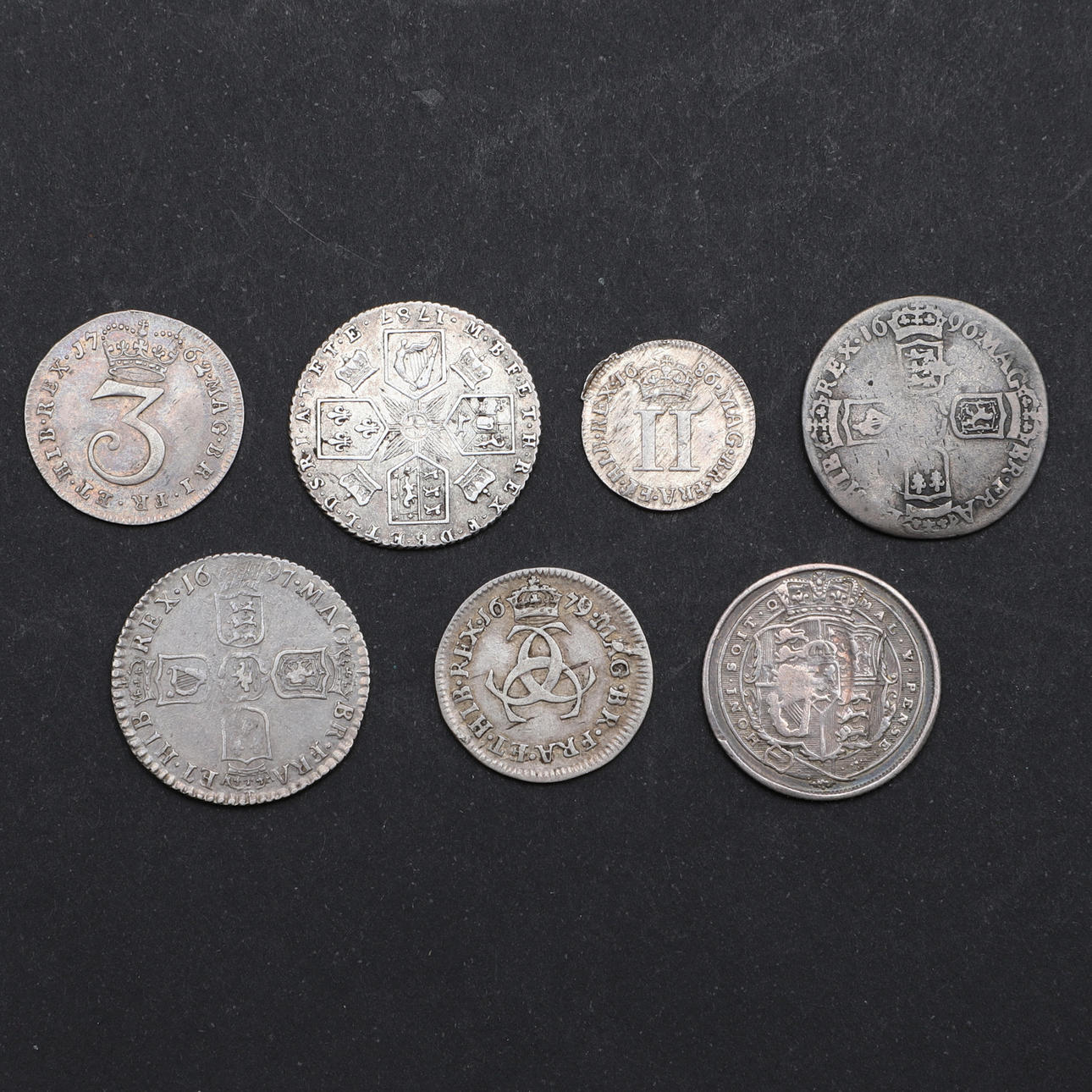 A COLLECTION OF CHARLES II AND LATER SMALL SILVER. Coins, Medals ...