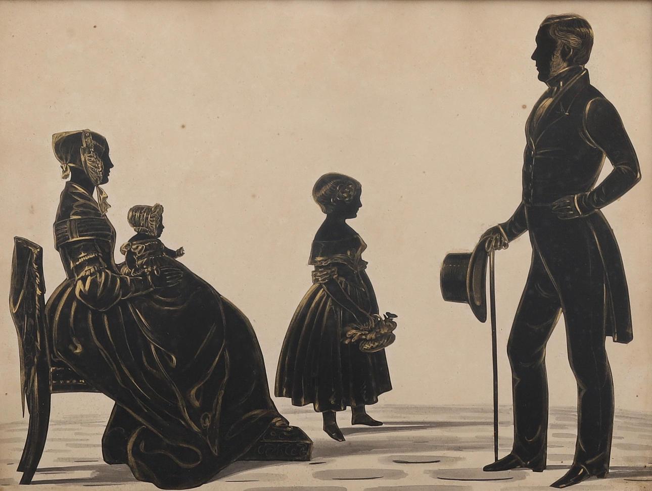 VICTORIAN SCHOOL. AN EARLY VICTORIAN FAMILY GROUP. Art - Engravings ...