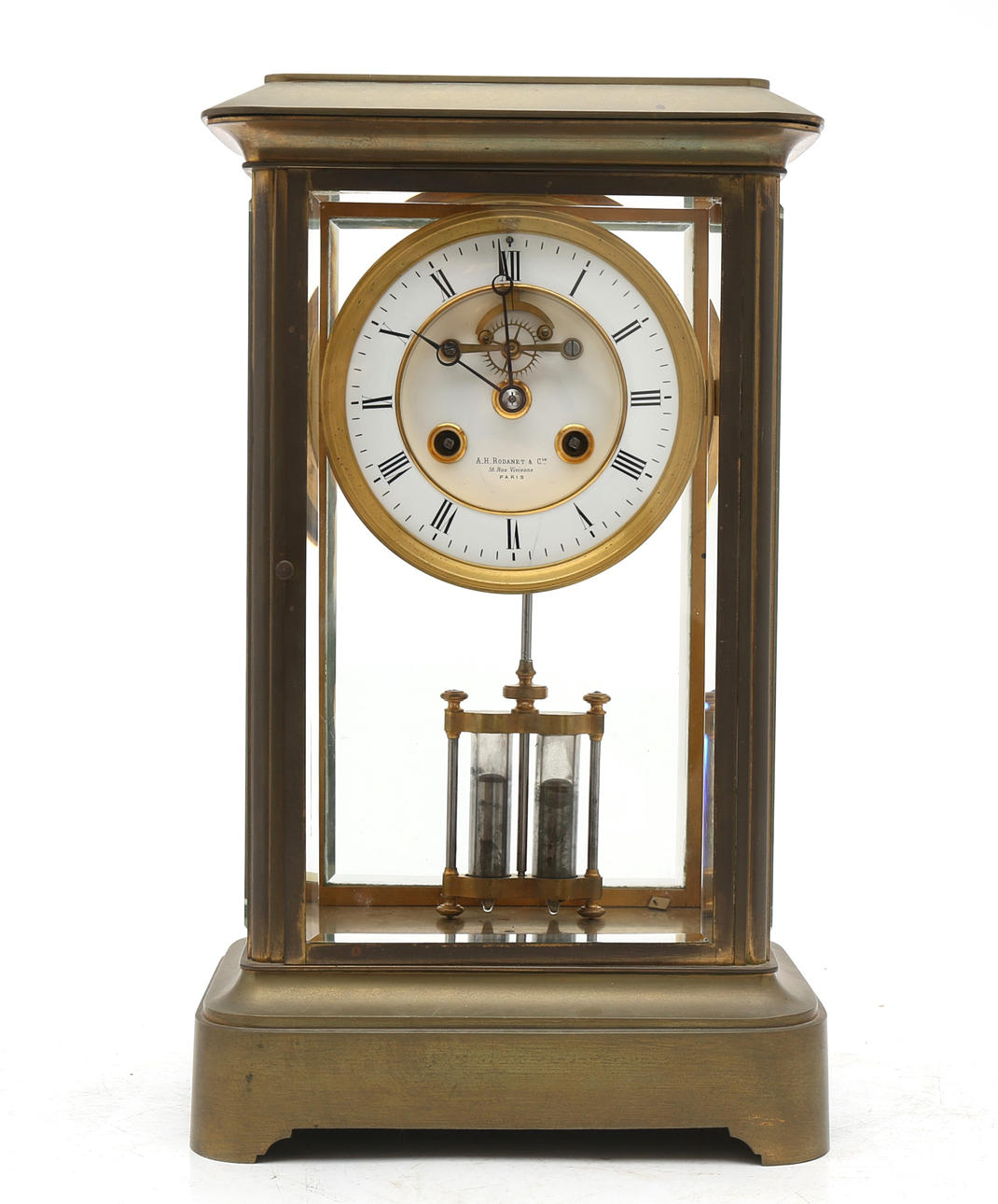 French table clock by A.H. Rodanet with brass case, early decades of ...