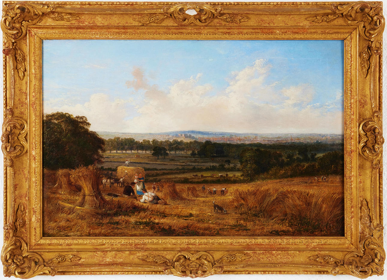 GEORGE COLE (England 1810-1883). Skördelandskap, oljemålning på duk ...