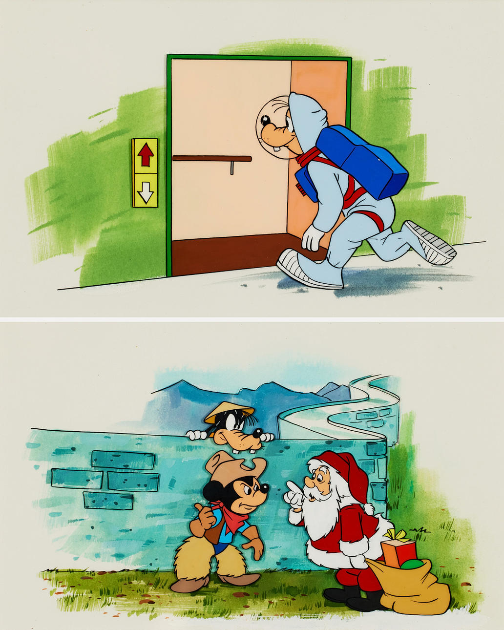 WALT DISNEY STUDIOS. Two original drawings for book, Goofy "Great ...
