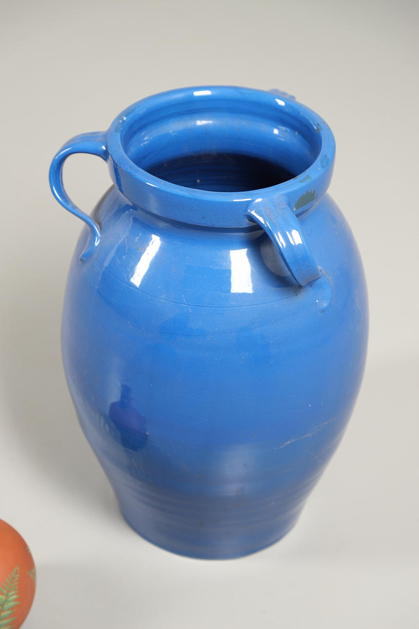 LARGE BRANNAM POTTERY VASE/STICK STAND & DEVON POTTERY VASE. Ceramics ...