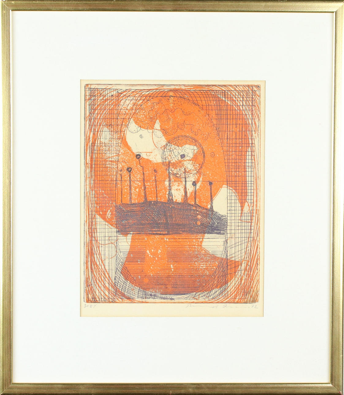 THORMOD LARSEN. Etsning, komposition, signerad, -72. Konst - Grafik ...