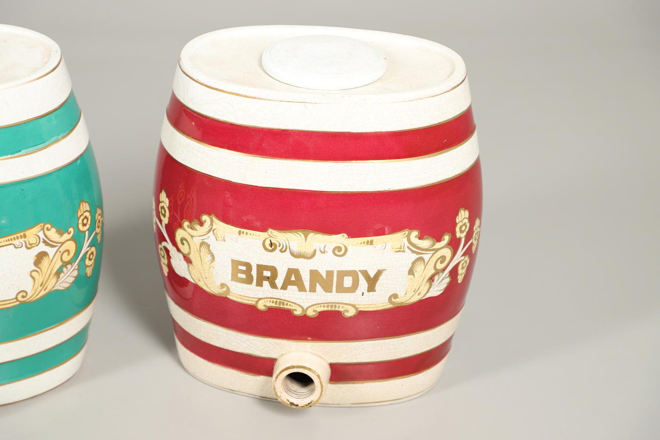 TWO LARGE VICTORIAN POTTERY SPIRIT BARRELS. Ceramics & Porcelain ...