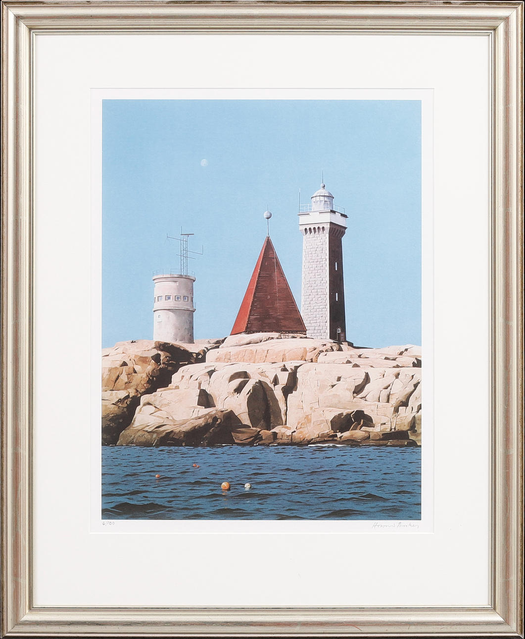 HOWARD BROOKES. Vinga fyr, färglitografi, signerad och numrerad 6/100 ...