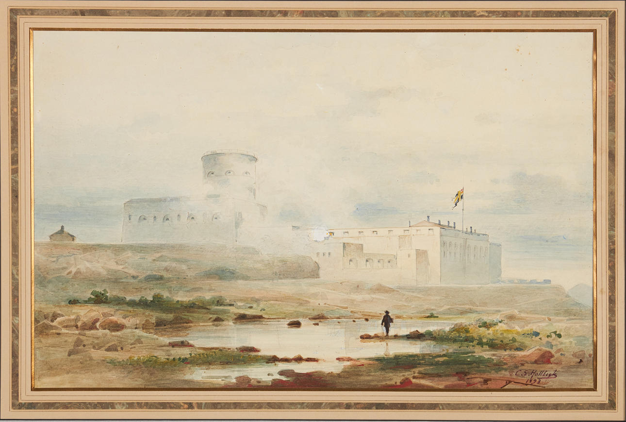 CARL SVANTE HALLBECK. Karlstens fästning, akvarell, signerad 1893 ...