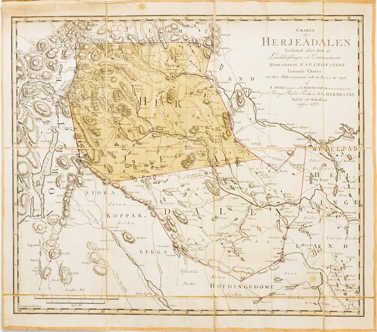 KARTA HÄRJEDALEN, Hermelin - Cronstedt, 1797. Böcker, Kartor ...