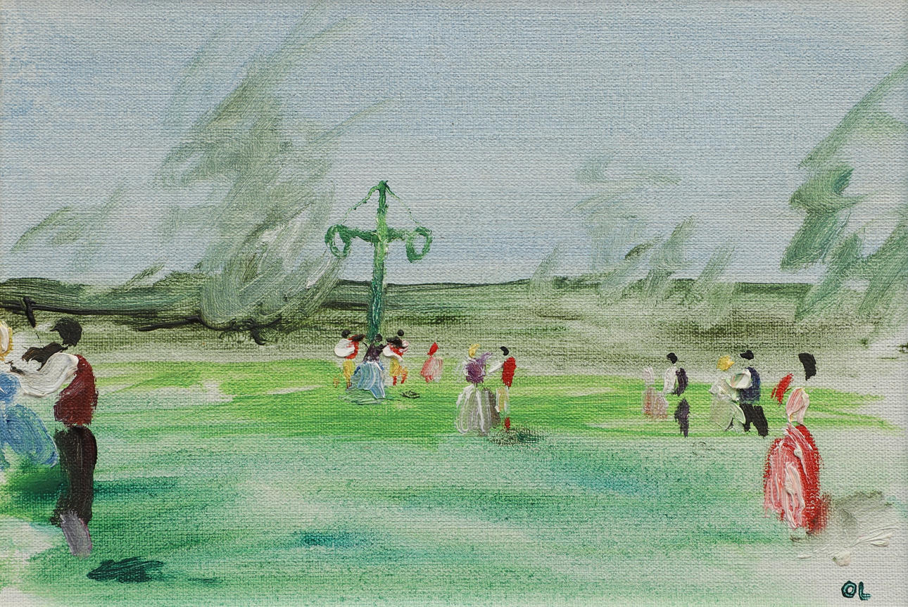 OLLE LINDGREN. olja på pannå, "Midsommar", signerad OL. Konst - Måleri ...