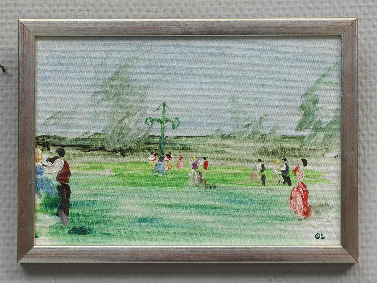 OLLE LINDGREN. olja på pannå, "Midsommar", signerad OL. Konst - Måleri ...