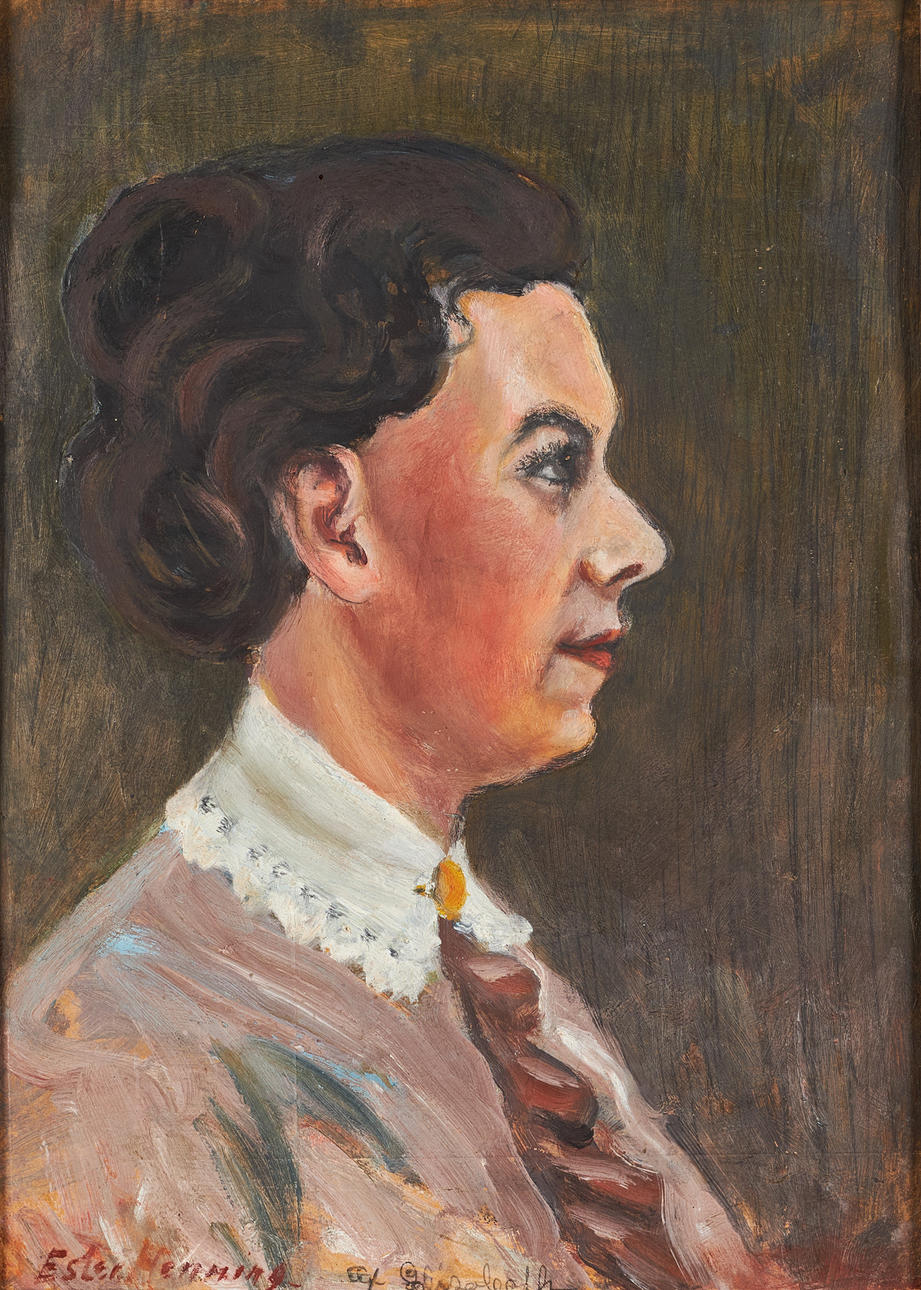 ESTER HENNING 1887-1985 Porträtt av kurator Janny-Lisa Clason signerad ...