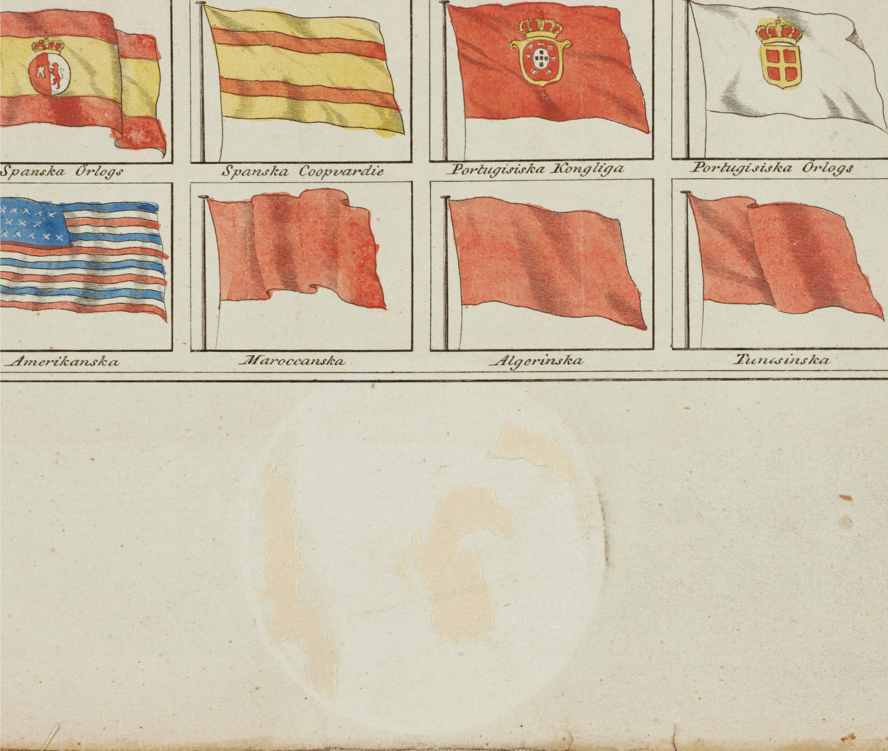 ENGRAVING, "TABLE OF THE FLAGS OF ALL NATIONS NOW IN USE", Year 1805 ...