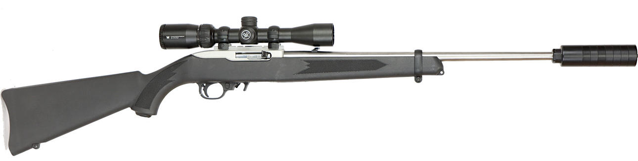 GUN WITH SILENCER, Semi-automatic, make Ruger, model 10/22 SS, caliber ...