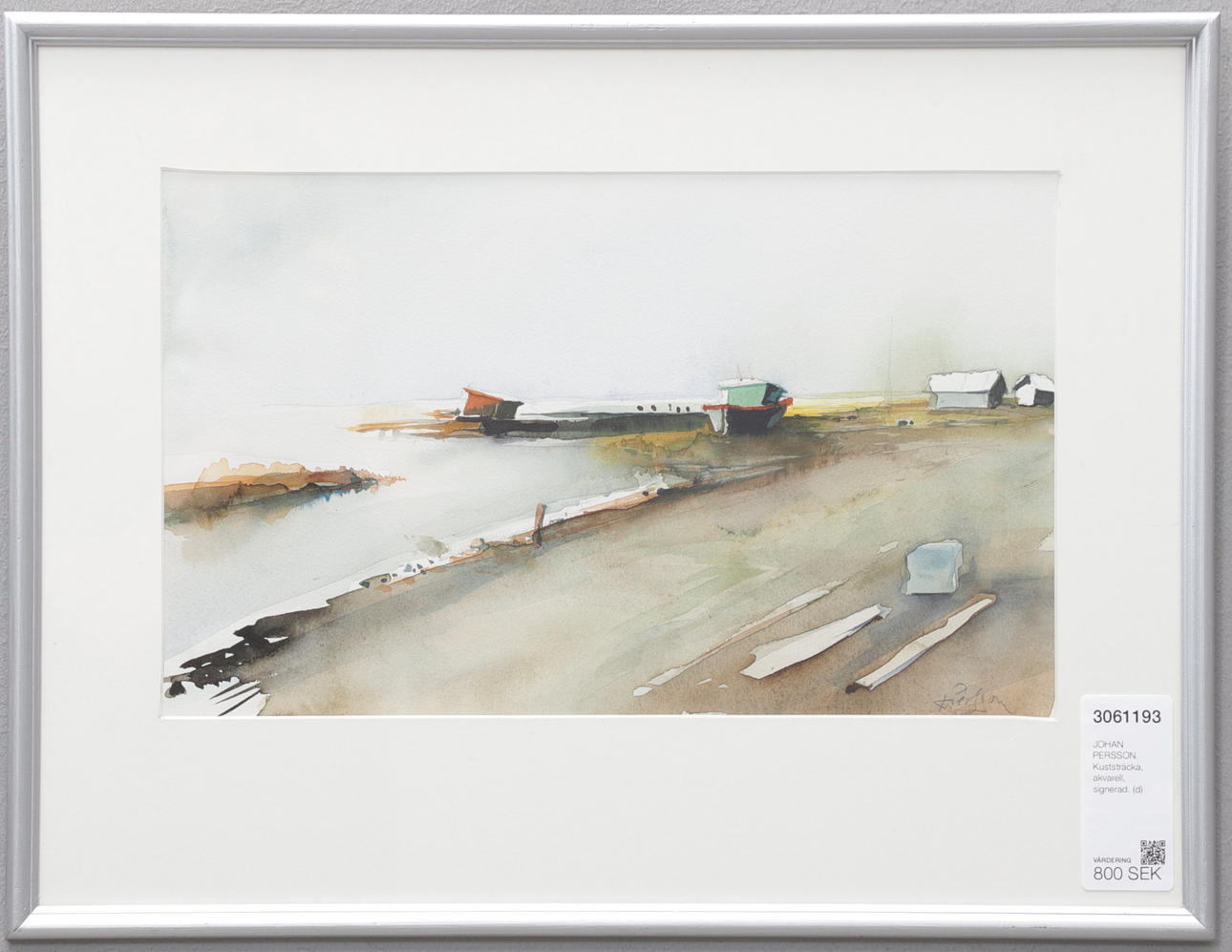 JOHAN PERSSON. Kuststräcka, akvarell, signerad. Konst - Måleri - Auctionet
