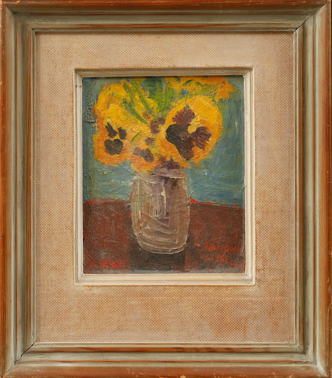 KNUT IRWE. Olja på pannå, signerad med dedikation. Konst - Måleri ...