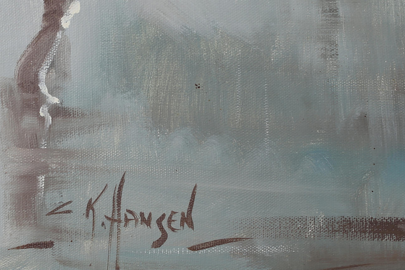 CARLO KNUD HANSEN. Figurer på promenad, olja på duk, signerad. Konst ...