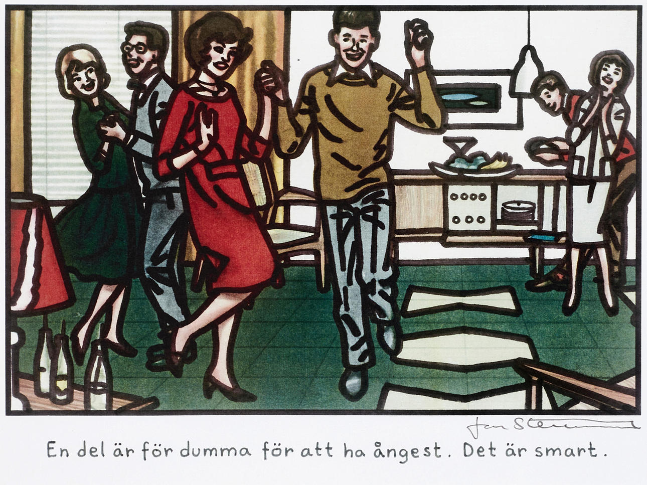 JAN STENMARK. "En del är för dumma för att ha ångest...", litografi ...